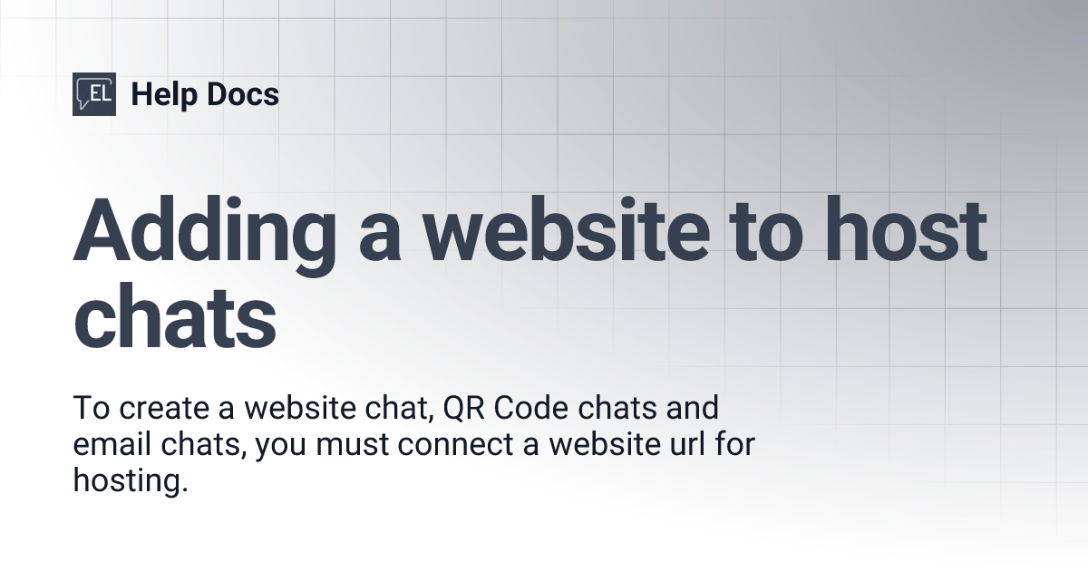 Adding a website to host chats | Help Docs